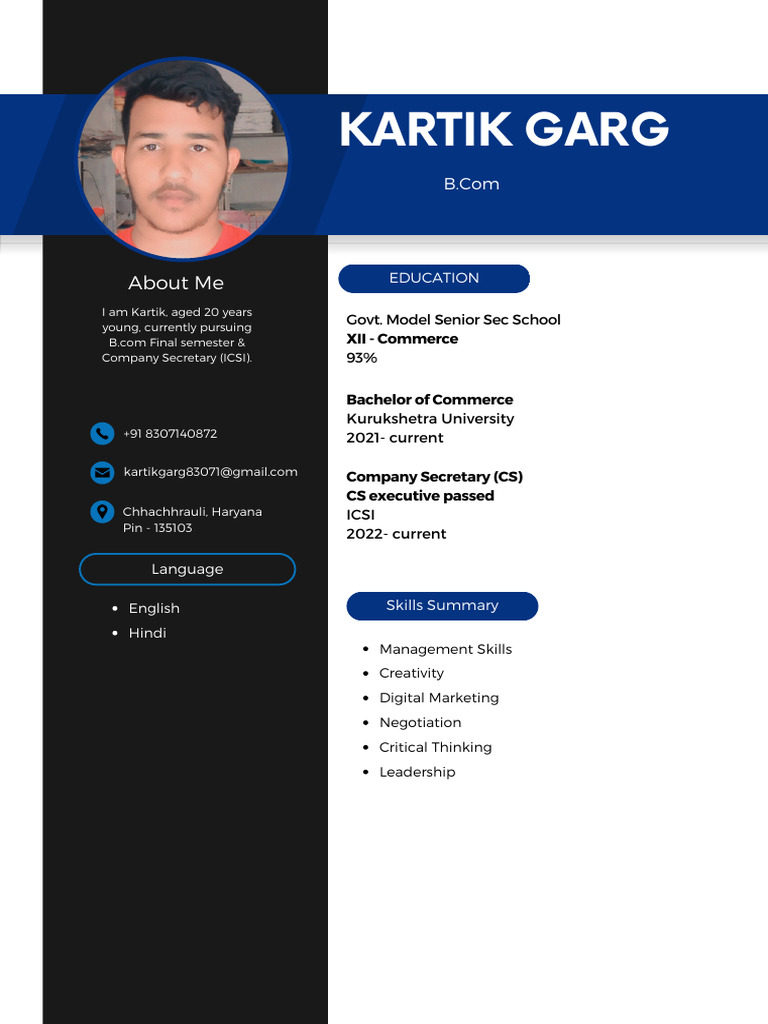 Kartik Garg: About Me | PDF
