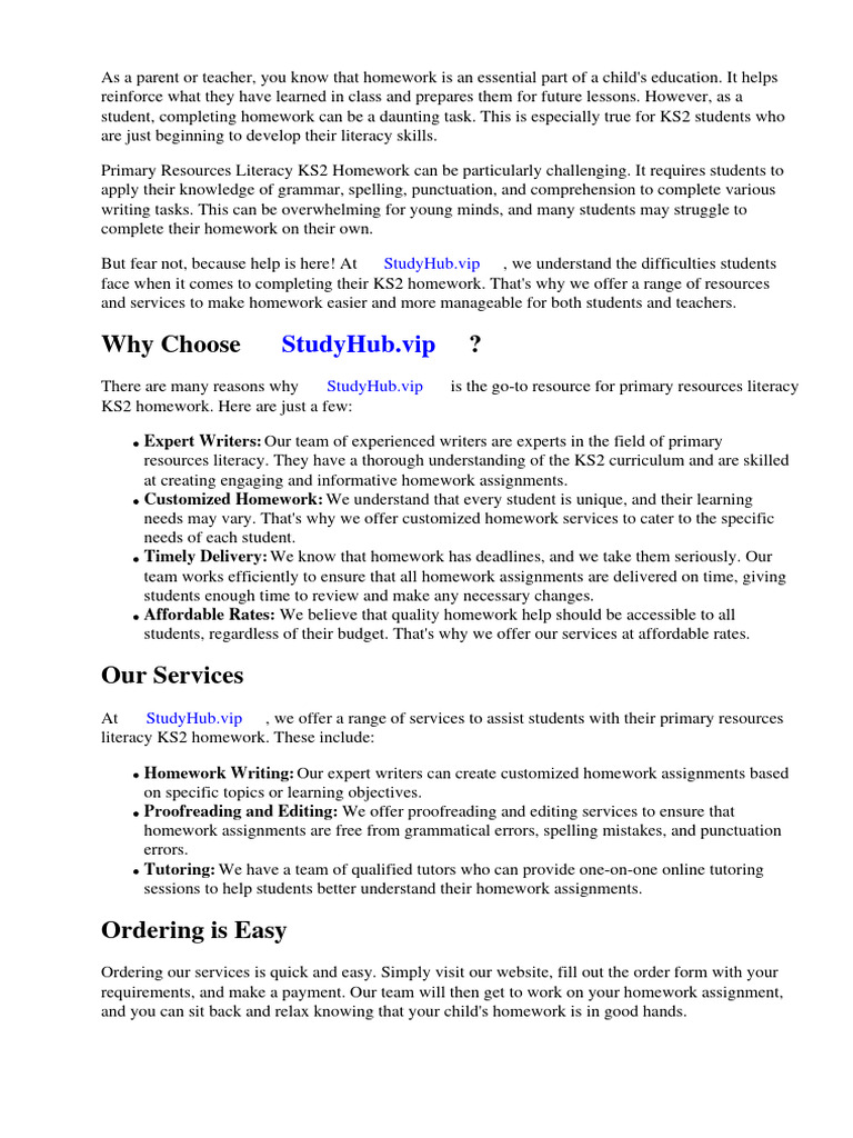 Primary Resources Literacy Ks2 Homework | PDF | Literacy | Homework