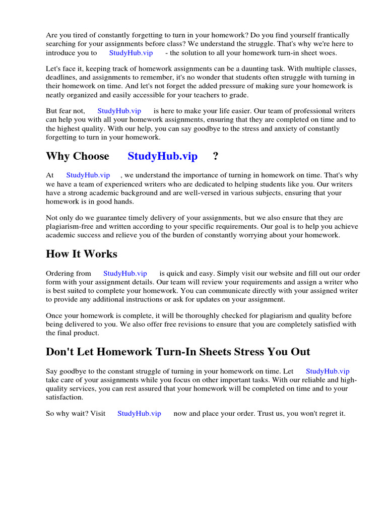 Homework Turn in Sheet | Download Free PDF | Homework