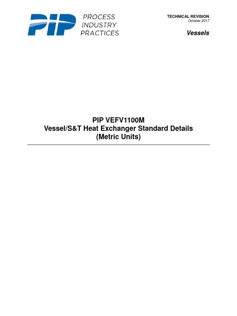 PIP VEFV1100M Vessel - S&T Heat Exchanger Standard Details (Metric ...
