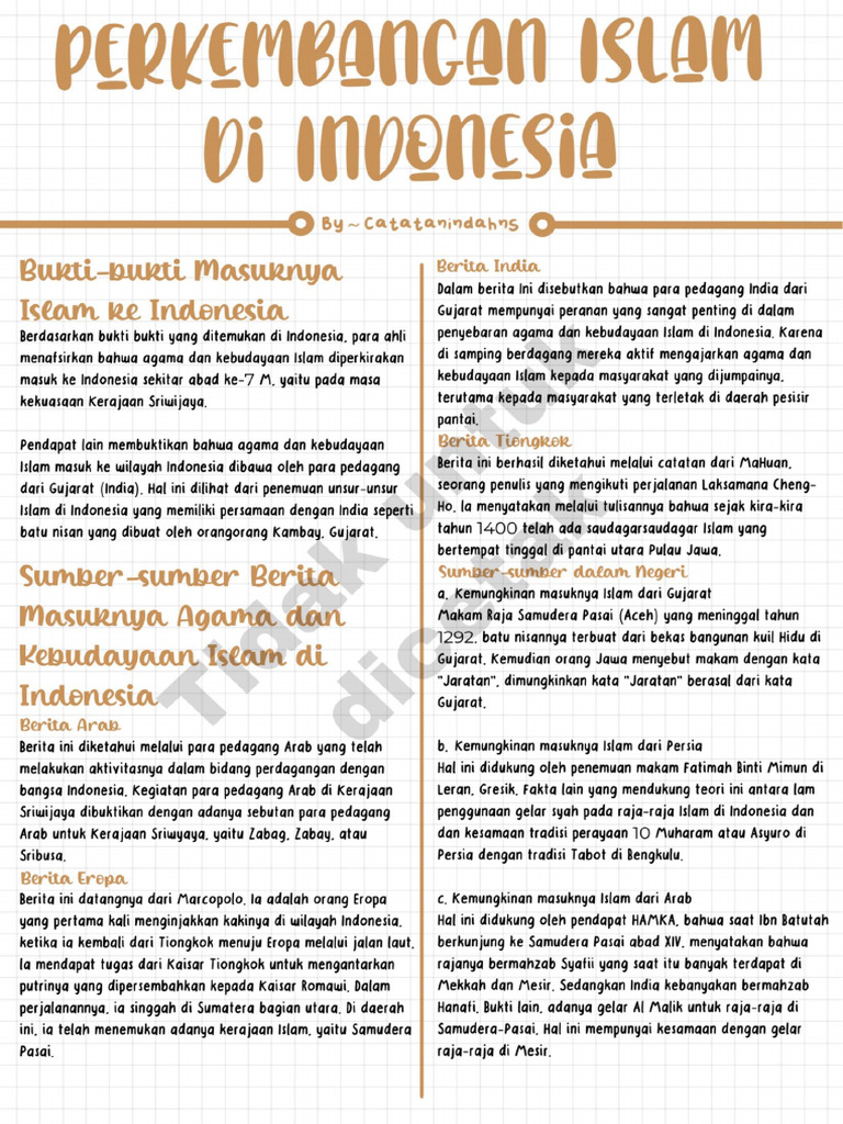 Perkembangan Islam Di Indonesia - Sejarah by Catatanindahns | PDF