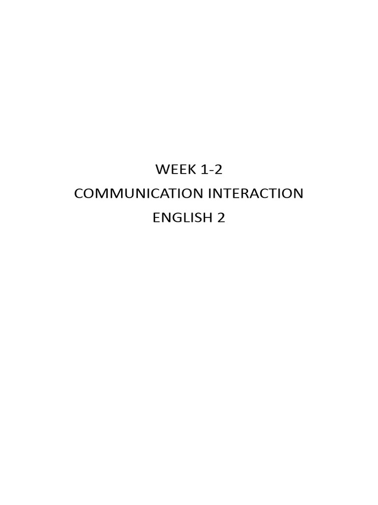 Module Week 2 Comm. Interaction | PDF | Nonverbal Communication | Behavioural Sciences