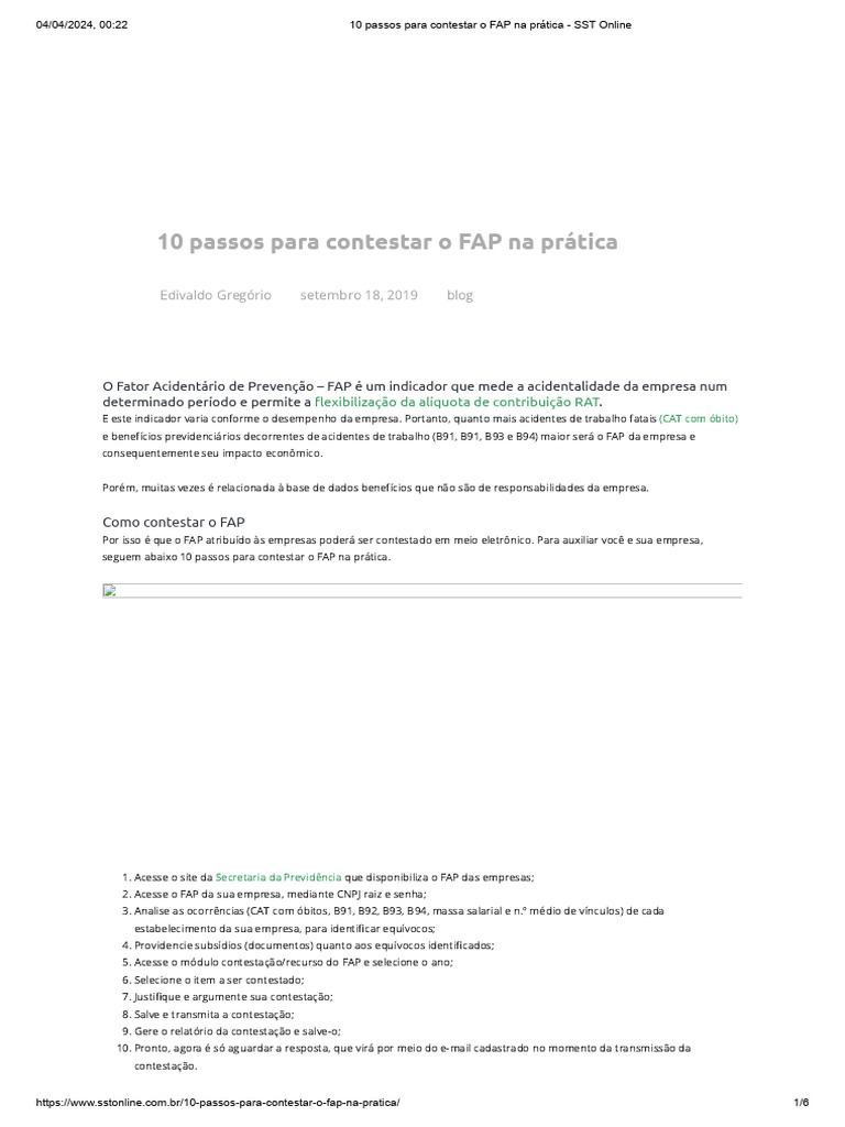 Como Contestar o FAP: 10 Passos | PDF