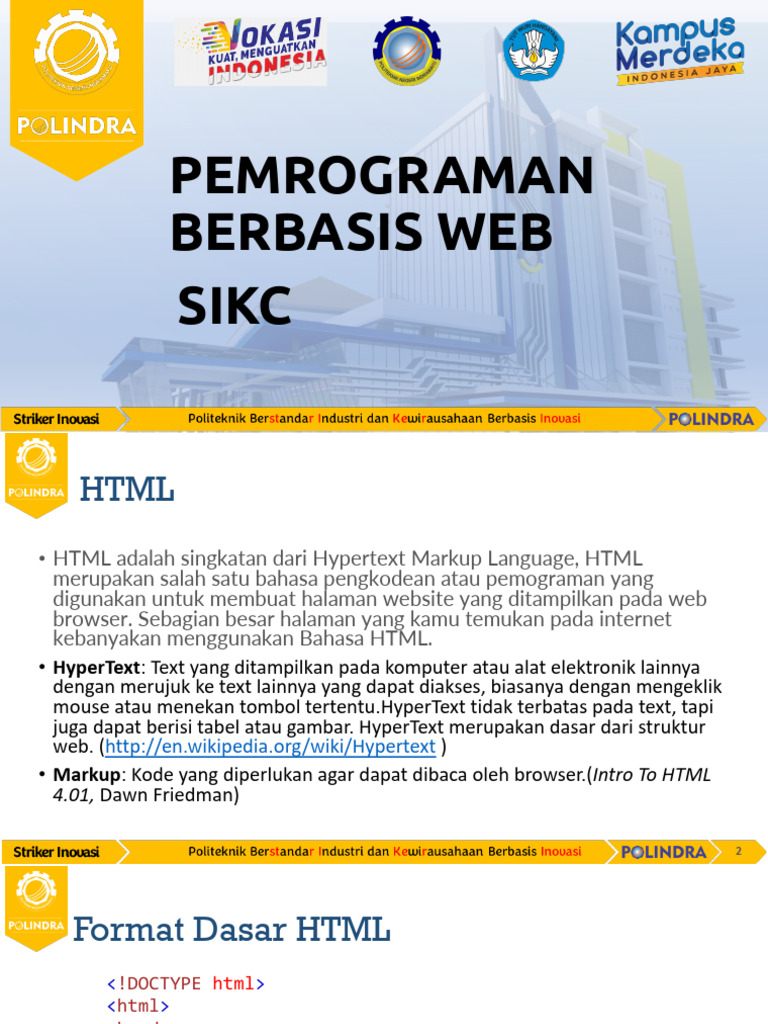 Pertemuan 2 - Pemrograman Web Sikc | PDF