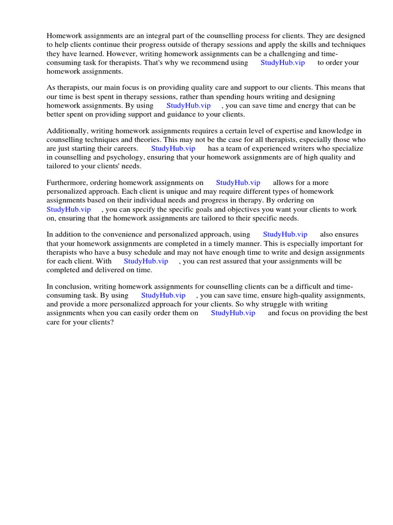 Homework For Counselling Clients | PDF | Psychotherapy | Homework