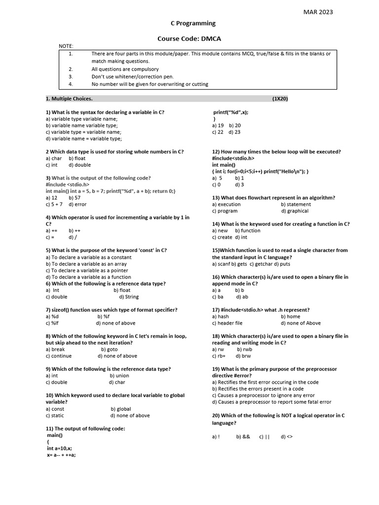 03 C language | PDF | Pointer (Computer Programming) | Control Flow