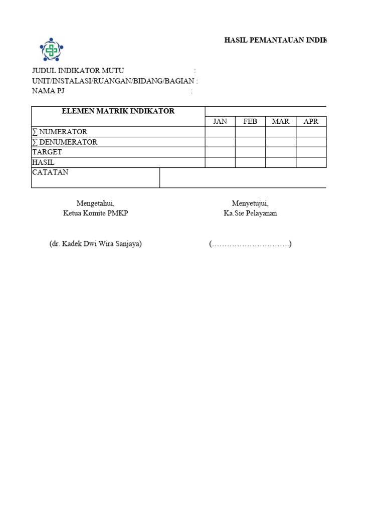 FORM PERHITUNGAN INDIKATOR MUTU UNIT Bulan JULI | PDF