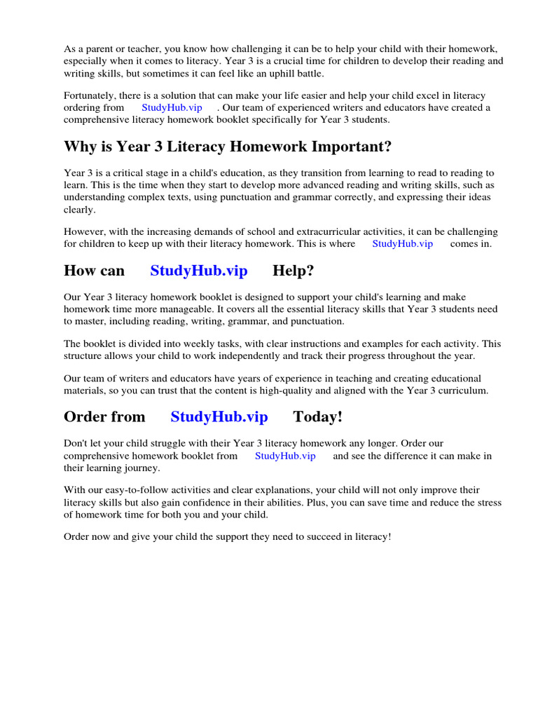 Year 3 Literacy Aid for Parents & Teachers | PDF | Literacy | Teachers