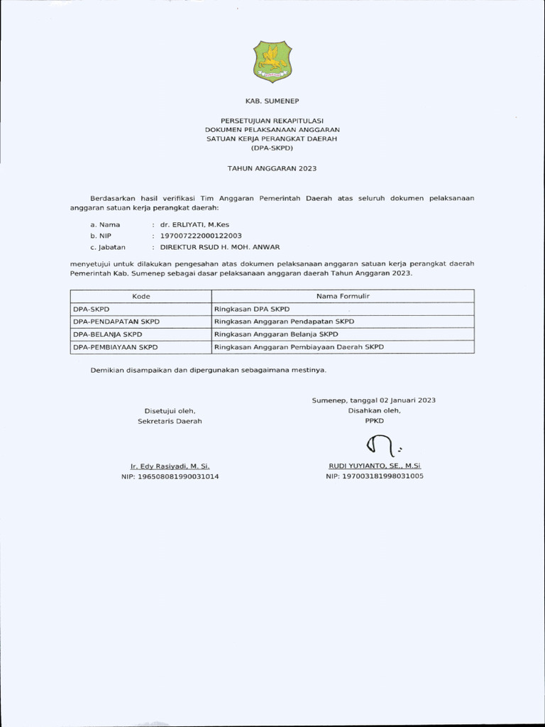 Dpa SKPD 2023 - Rsud | PDF