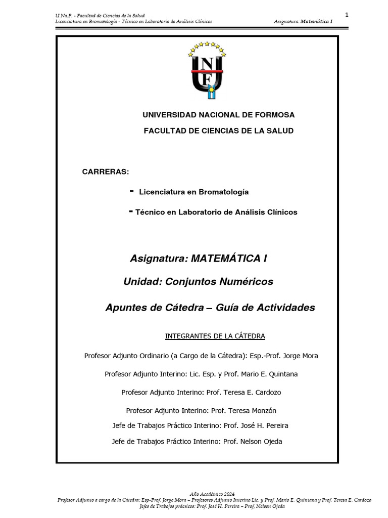 FCS_2024_Mat_I_Unidad_Conjuntos_Numéricos_Guía_de_Actividades | PDF ...