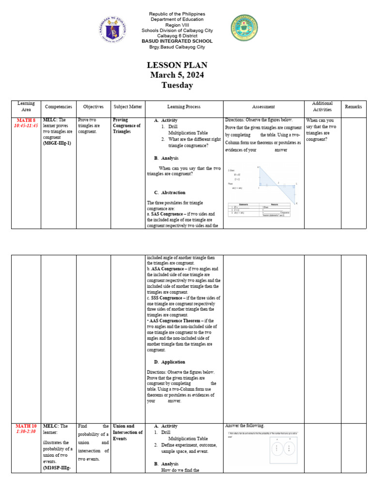 March 5, Lesson Plans | PDF | Ratio | Mathematics