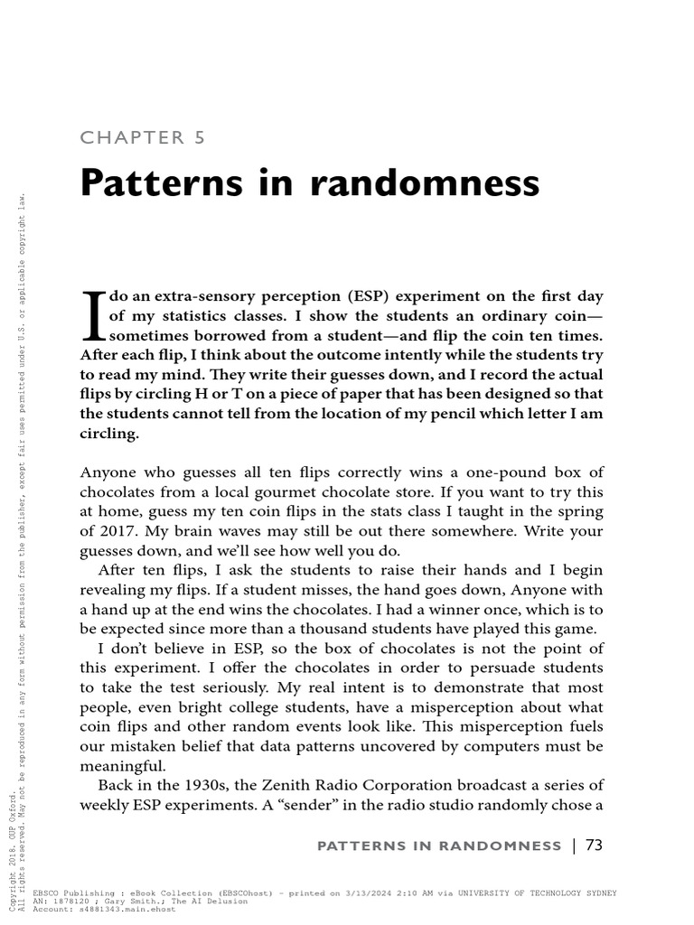 GarySmith 2018 Chapter5PatternsInRan TheAIDelusion | PDF | Randomness | Artificial Intelligence