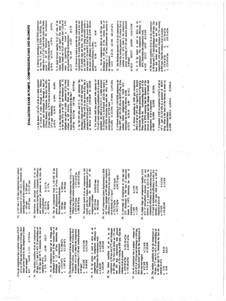 Prob Comp Pump Fans&blower | PDF