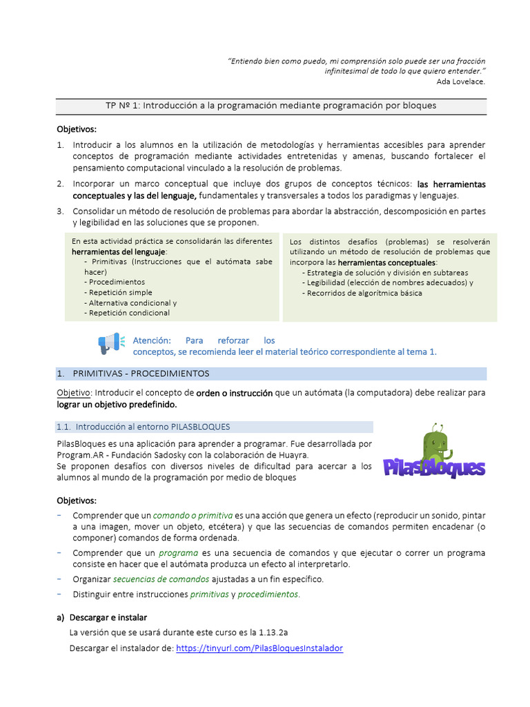 AED1-TP1-Introducción A La Programación Mediante Programación Por Bloques | PDF | Programación ...