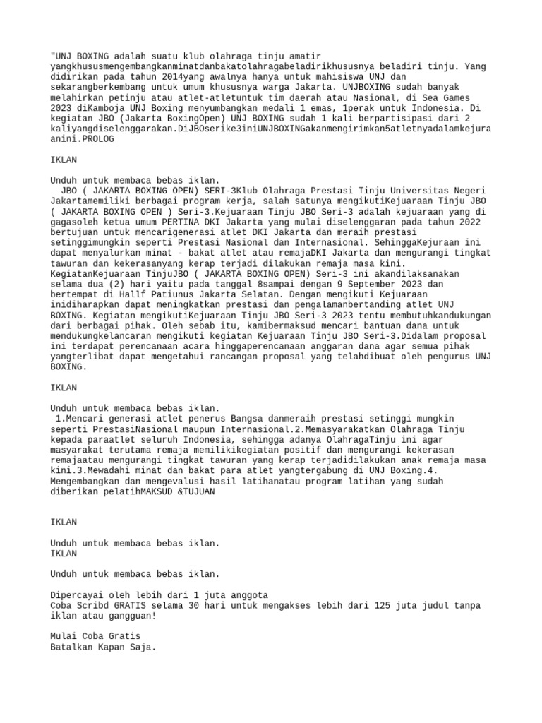 Proposal Pertunjukan Boxing Byon Combat 5 | PDF