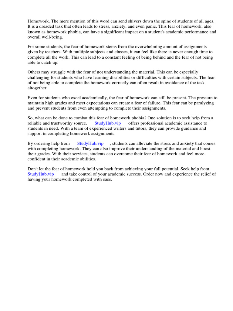 Overcoming Homework Phobia | PDF | Phobia | Fear