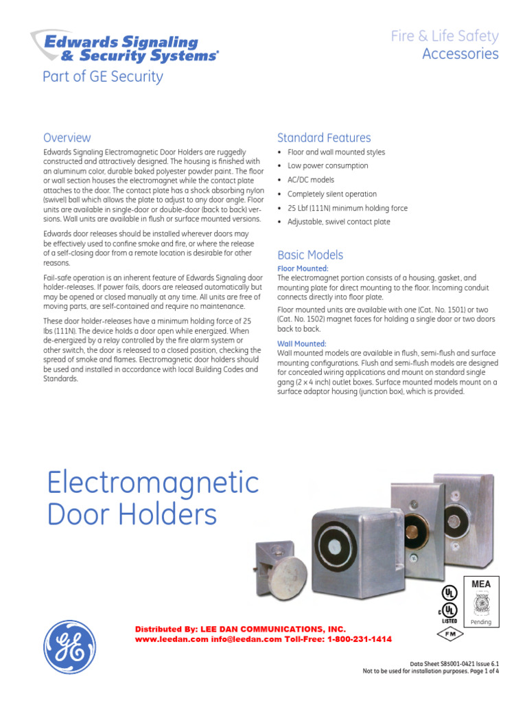 Edwards Door Holders | Download Free PDF | Door | Equipment