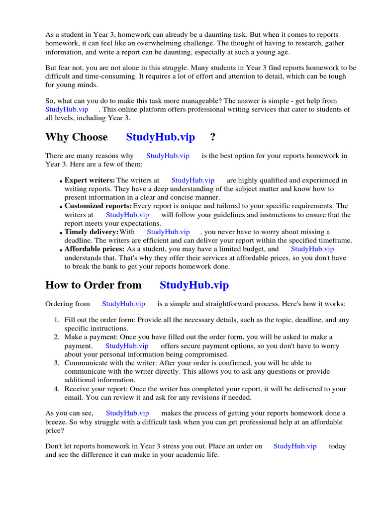 Reports Homework Year 3 | PDF | Homework | Worksheet