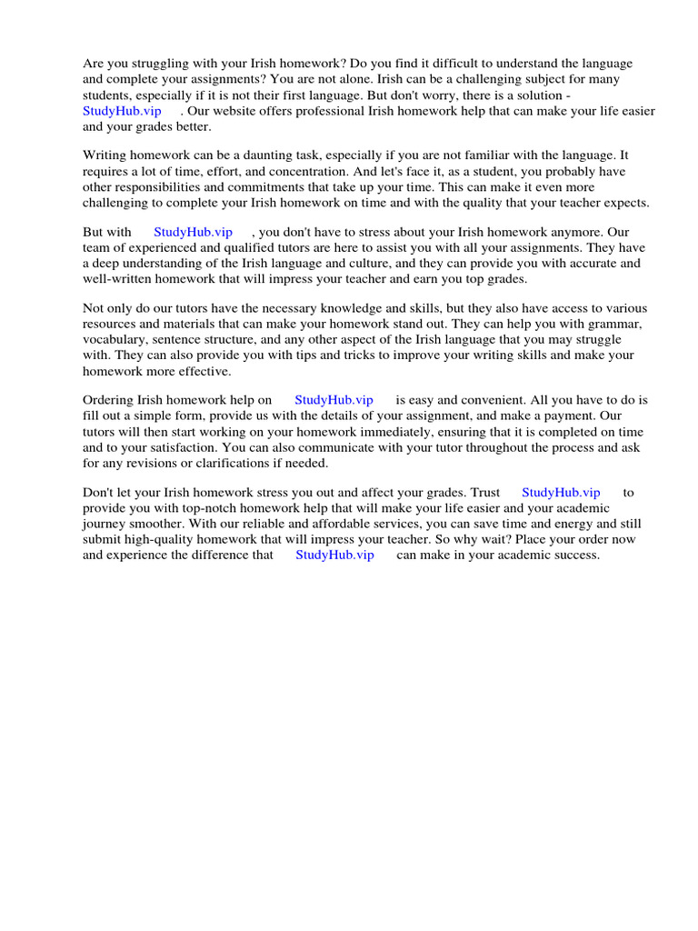 Irish Homework Help | PDF | Homework | Thesis