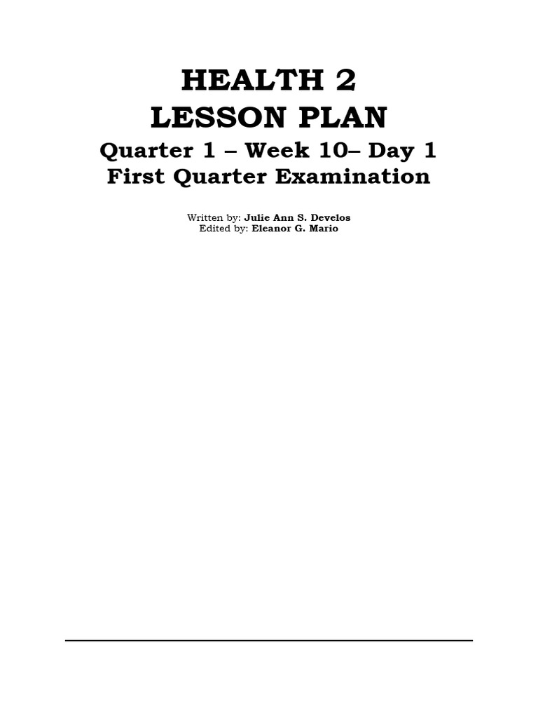 VI-HEALTH 2-Q1-Week10-Day1-MELC | PDF