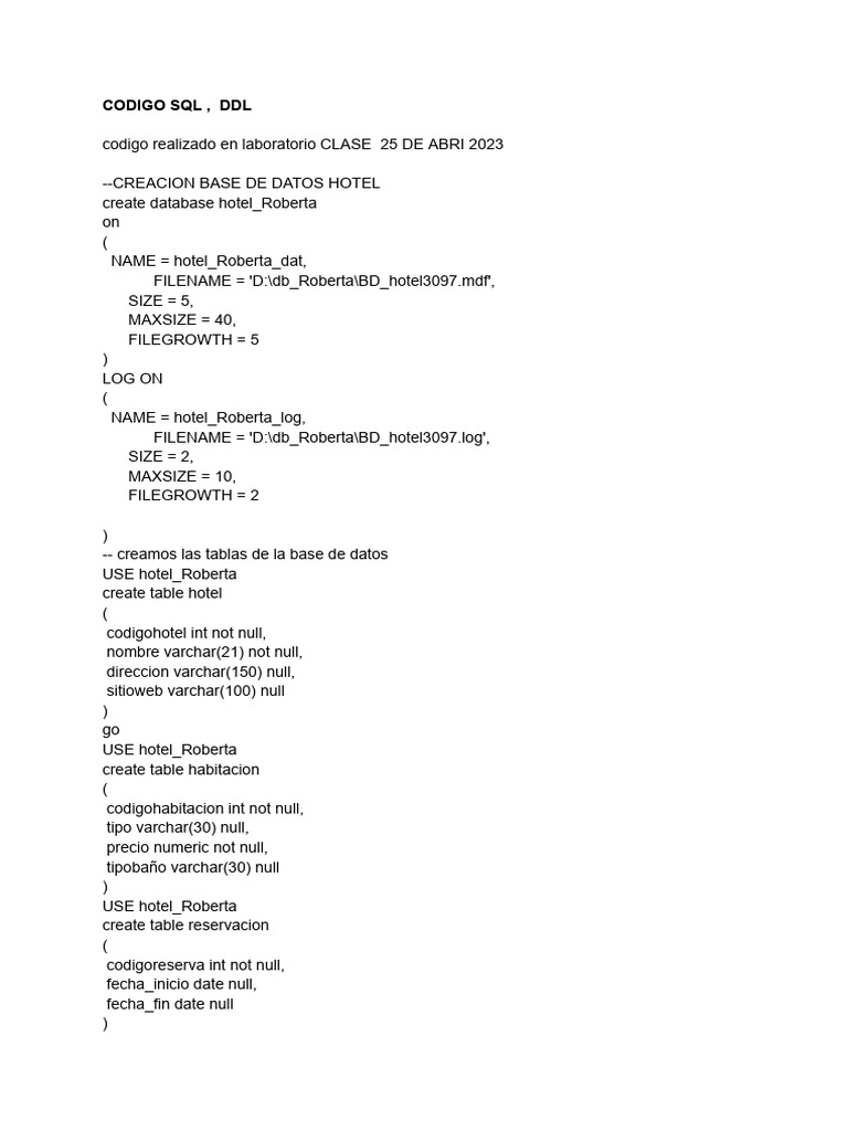 CODIGO SQL | PDF | Gestión de tecnología de la información | Informática