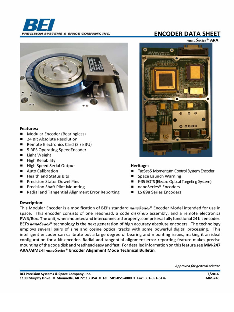 BEI Optical Encoder Datasheet | PDF