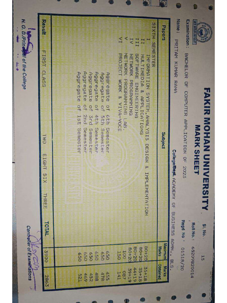 Marksheet Document | PDF