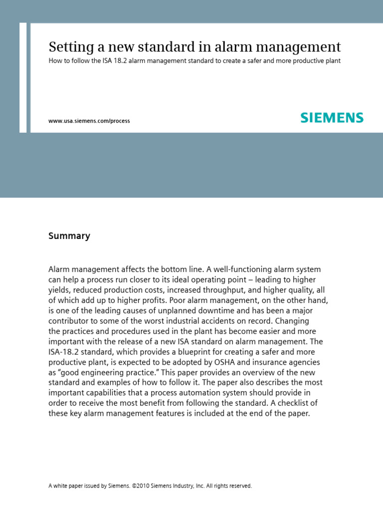 Setting A New Standard in Alarm Management | PDF | Life Cycle ...