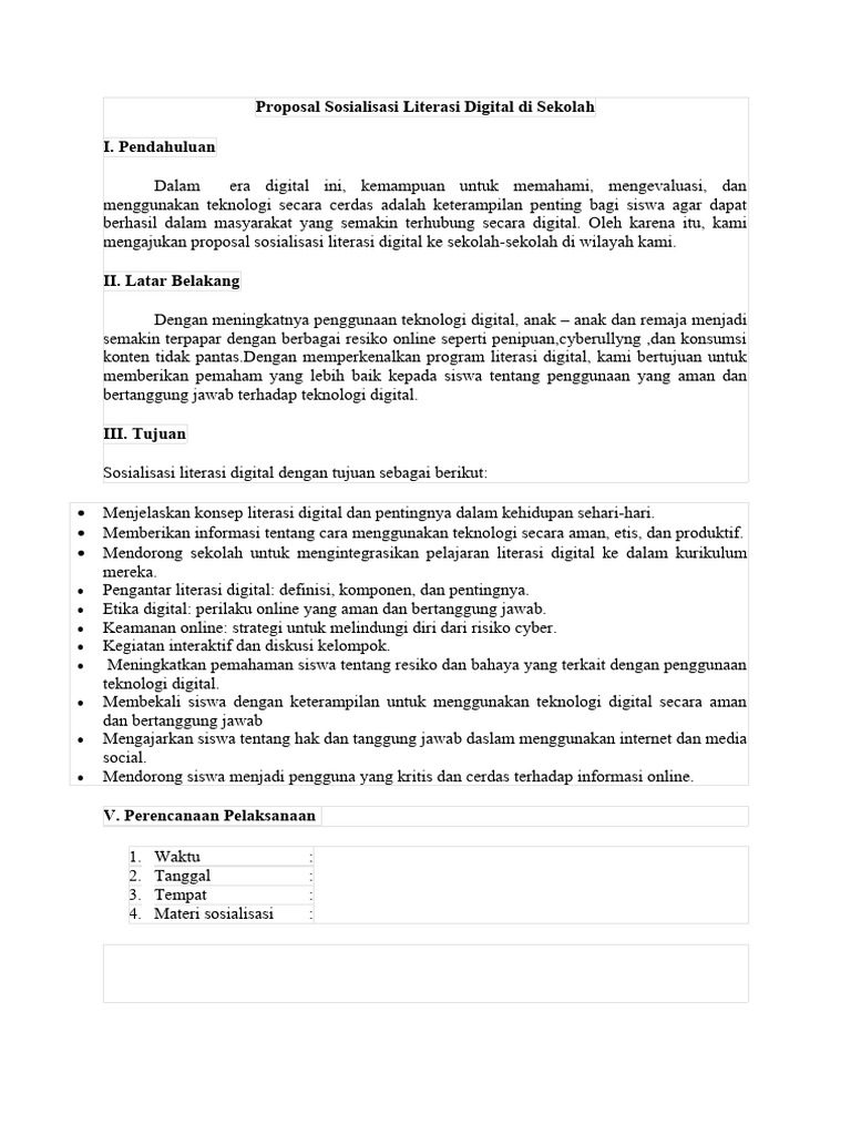 Proposal Sosialisasi Literasi Digital | PDF