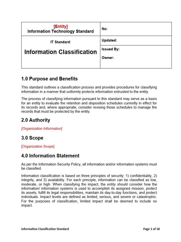 Information Classification Standard | PDF | Information Security ...