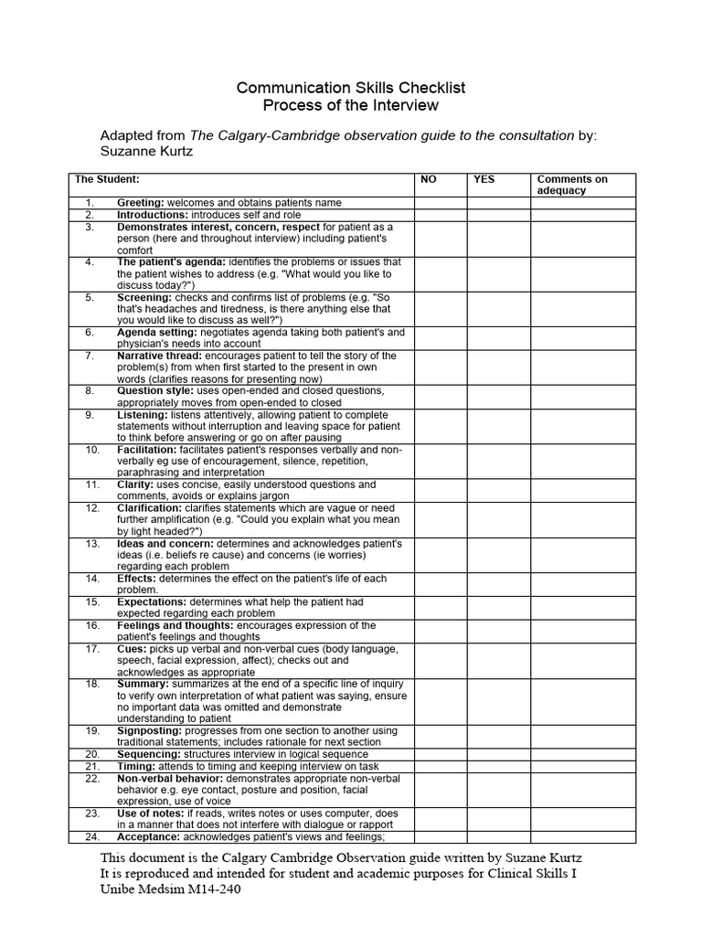 The Calgary-Cambridge Observation Guide | PDF | Nonverbal Communication ...