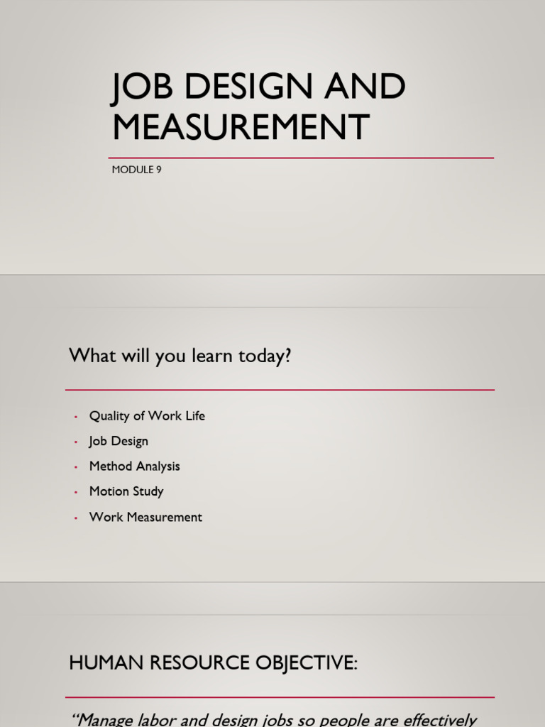 Work Design and Measurement | PDF | Human Factors And Ergonomics ...