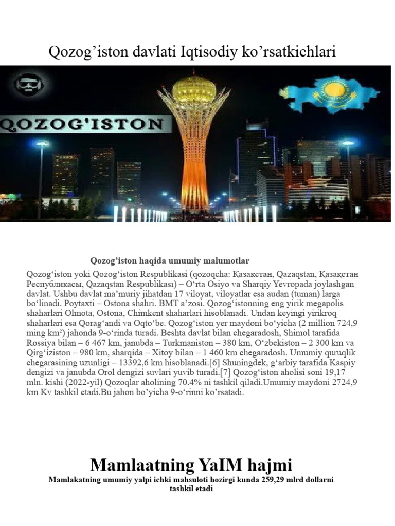 Qozog'Iston D | PDF
