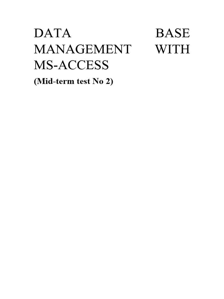 Data Base Management With MS Access | PDF | Databases | Database Design