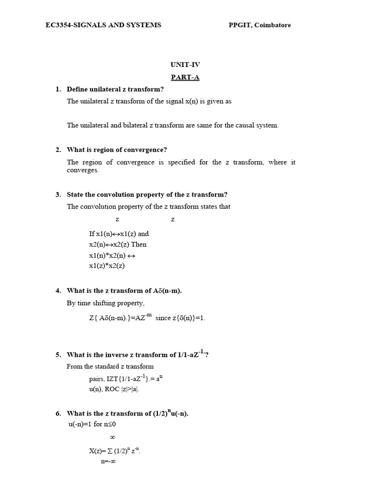 Unit Iv-1 | PDF | Convolution | Mathematical Analysis