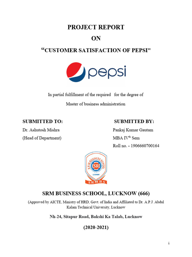 Customer Satisfaction of Pepsi | PDF | Customer Satisfaction | Soft Drink
