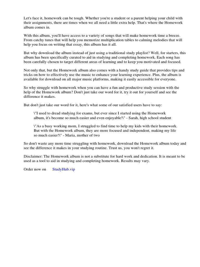 Homework Album Download | PDF | Homework | Sound Recording