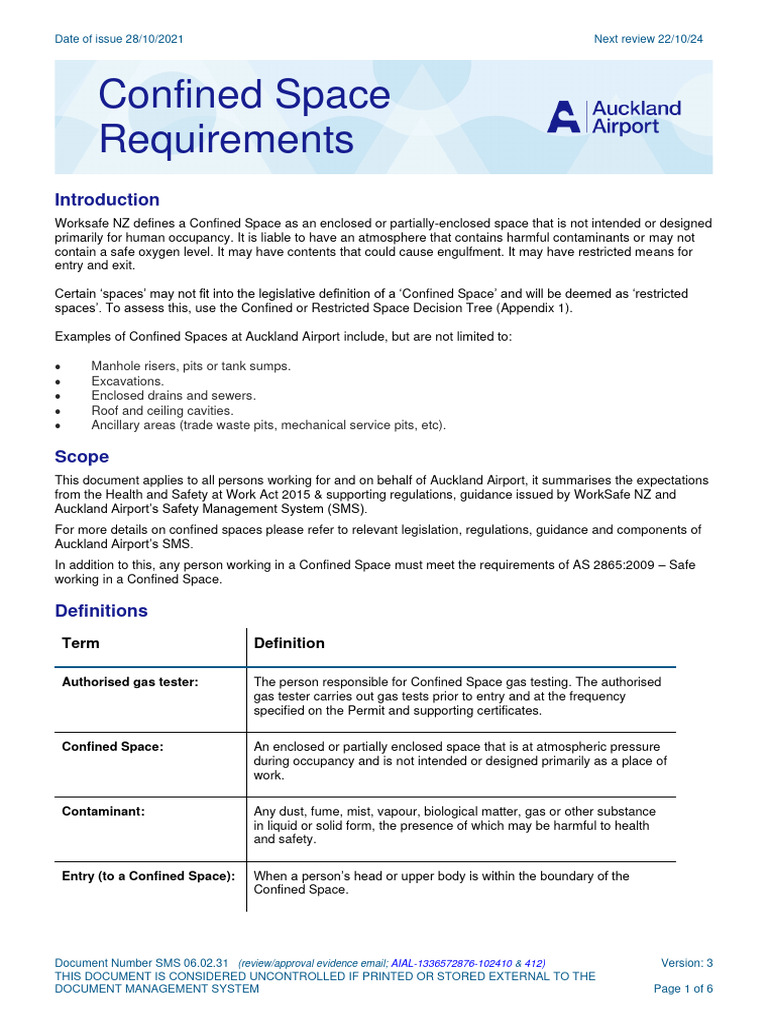060231 Confined Space Requirements | PDF | Safety | Occupational Safety ...