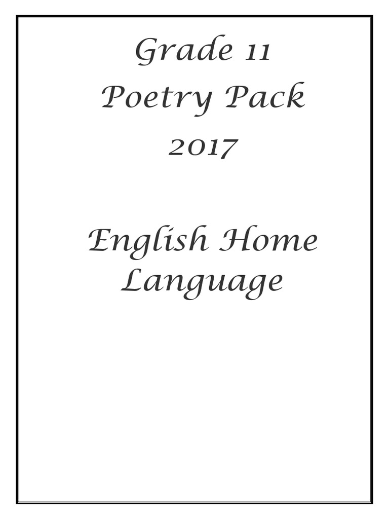 Grade 11 Poetry Booklet 20171 | PDF | Classics | General Fiction