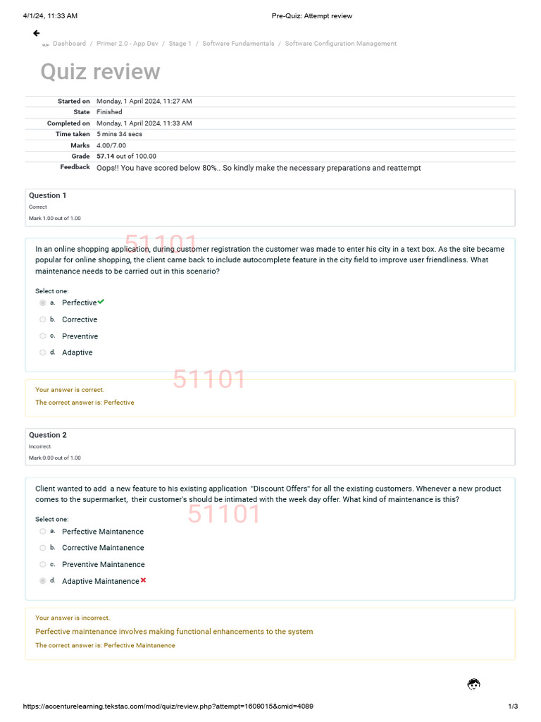 Quiz Review: Oops!! You Have Scored Below 80%.. So Kindly Make The Necessary Preparations and ...