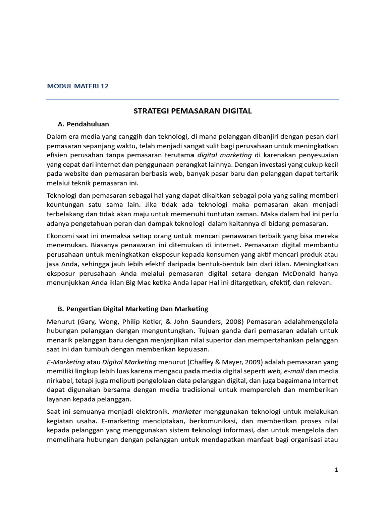 Strategi Pemasaran Digital | PDF