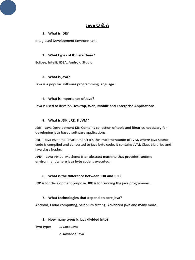 Java Questions | PDF | Java (Programming Language) | Method (Computer ... Java Questions | PDF | Java (Programming Language) | Method (Computer ...
