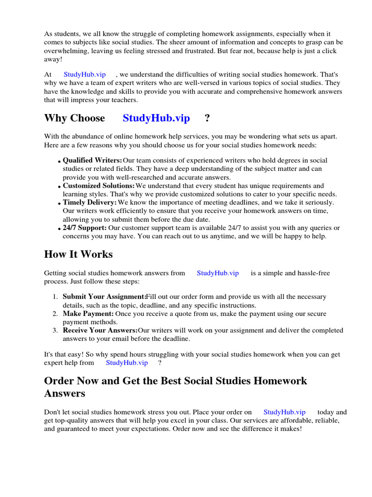 Social Studies Homework Answers | Download Free PDF | Homework | Worksheet