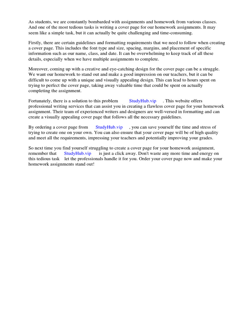 Cover Page for Homework Assignment | PDF | Microsoft Word | Safari (Web ...