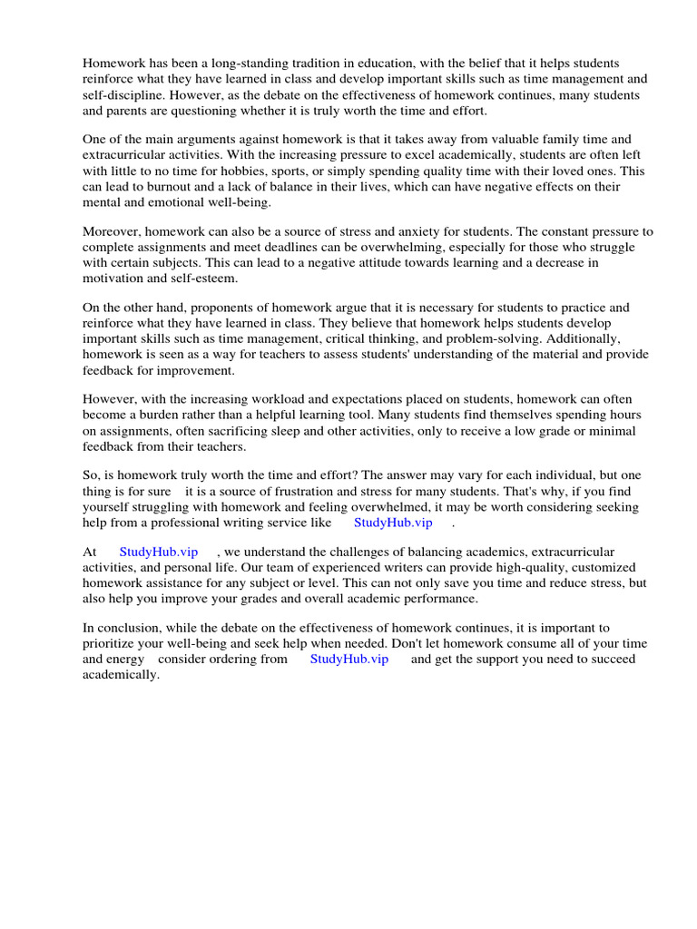 Homework Waste Time Essay | PDF | Homework | Waste