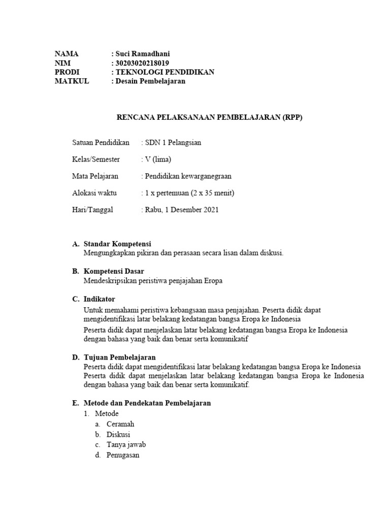 RPP - Satu Kali Pertemuan | PDF