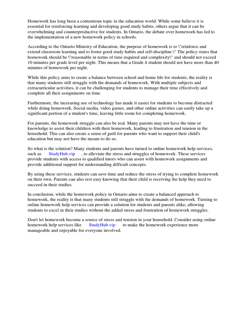 Ontario Curriculum Homework Policy | PDF | Homework | Curriculum