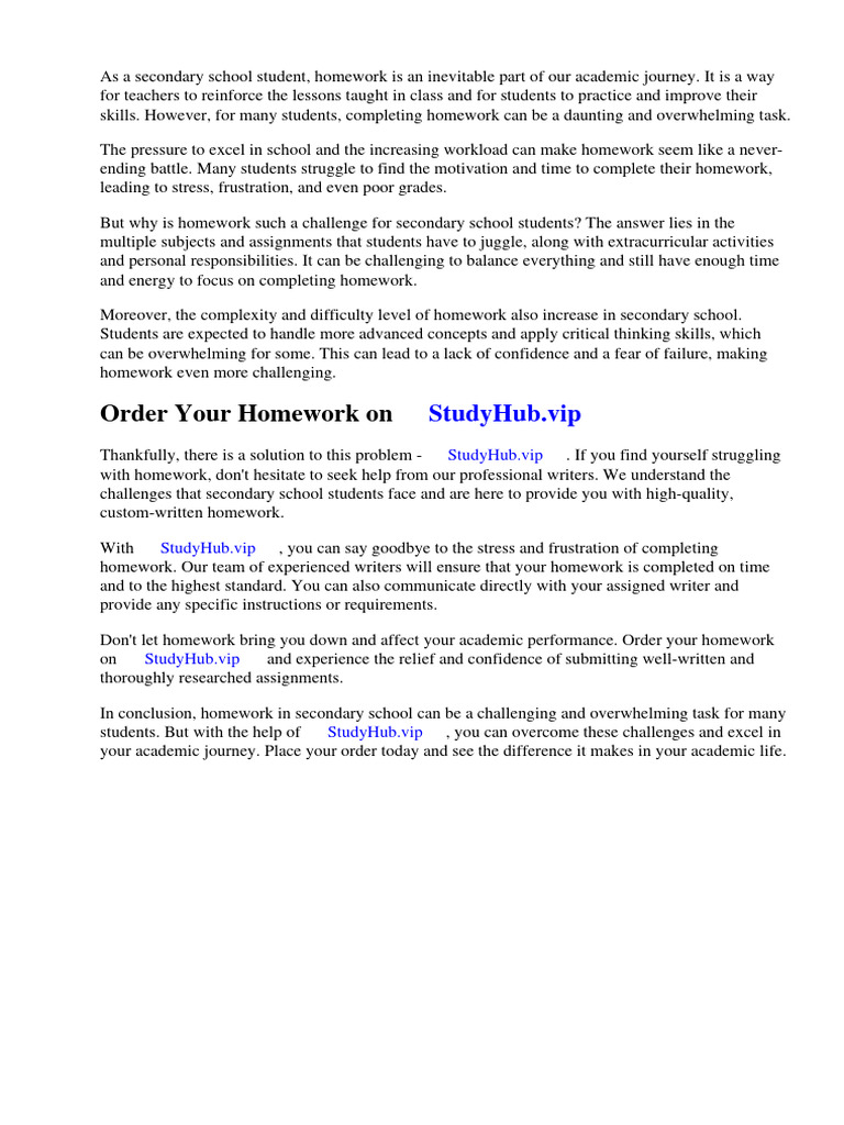 Homework Questionnaire Secondary School | Download Free PDF | Homework ...