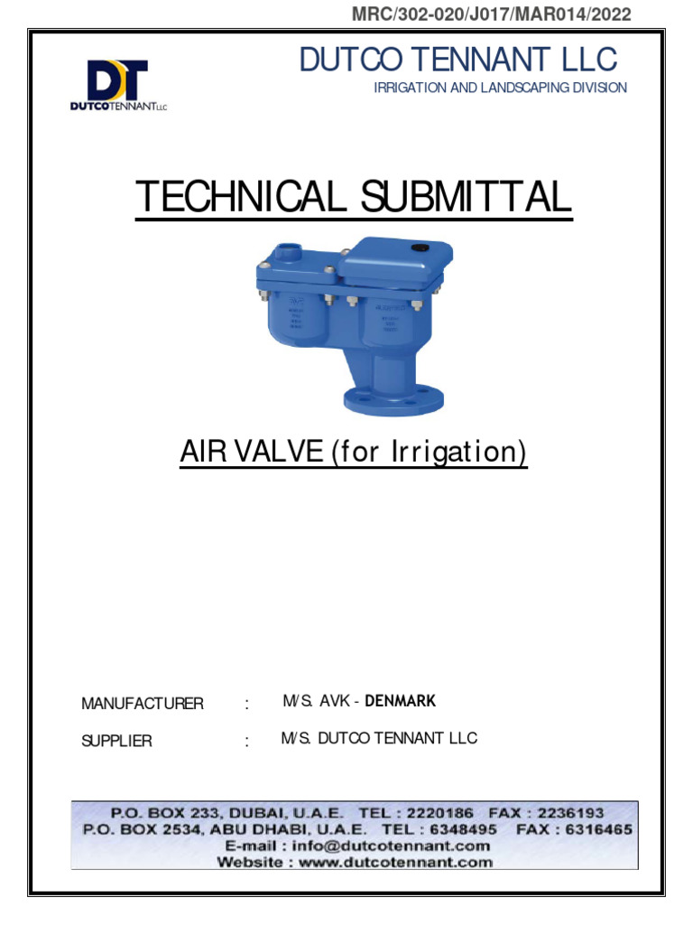 Air Valve - AVK-Denmark (851-48) Submittal - Marfaa | PDF | Valve ...