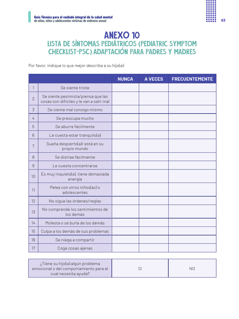 PSC-17 Checklist Padres | PDF